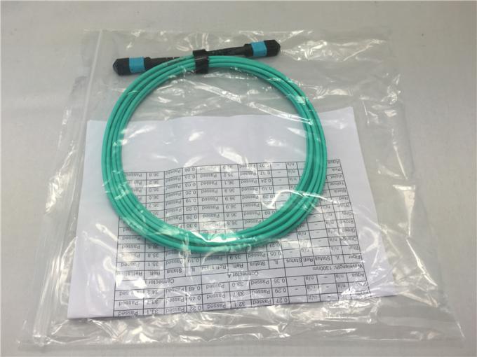 Aqua 1m MPO MPO Type OFNP fiber optic trunk cable OM3 Multimode